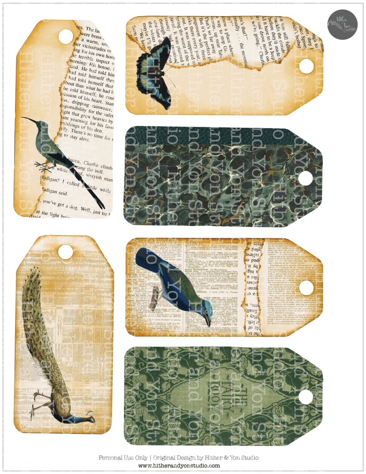 Book Page Tags - Hither and Yon Studio