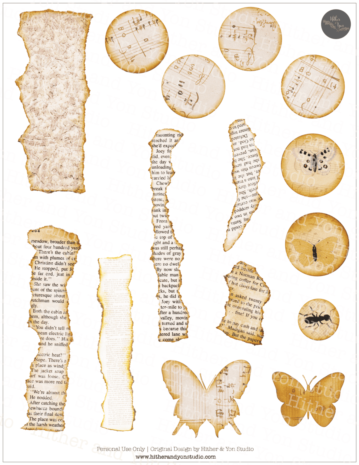 Book Page Tags - Hither and Yon Studio