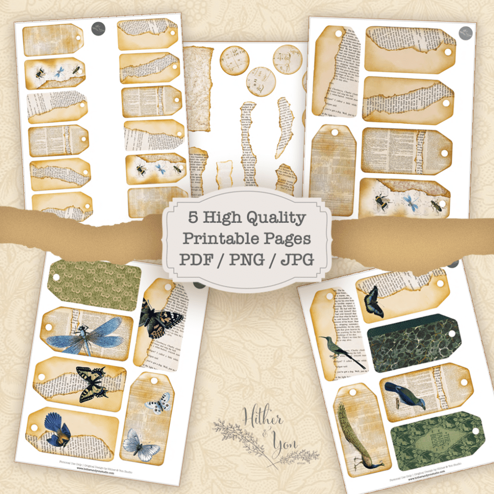 Book Page Tags - Hither and Yon Studio
