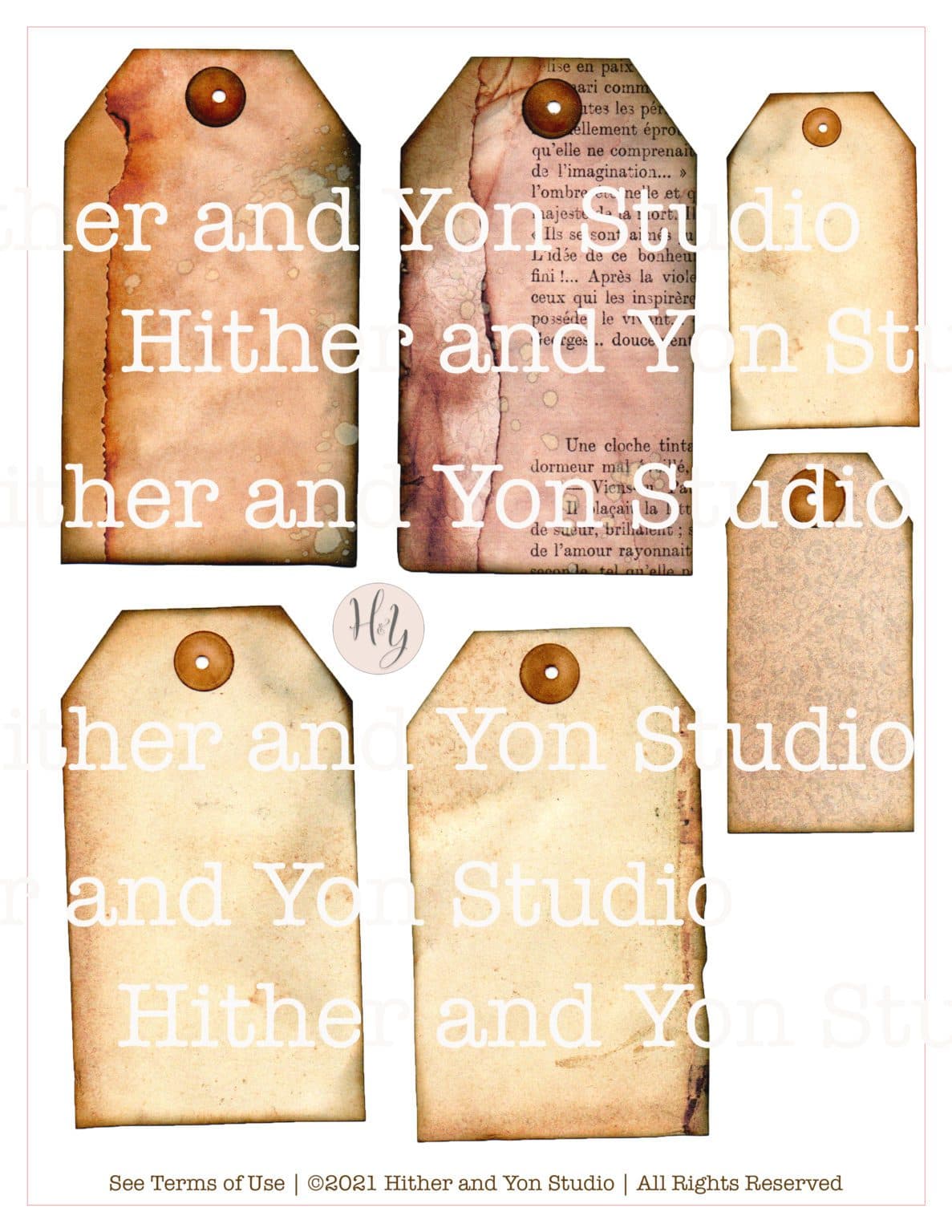 Distressed Tags and Words - Hither and Yon Studio