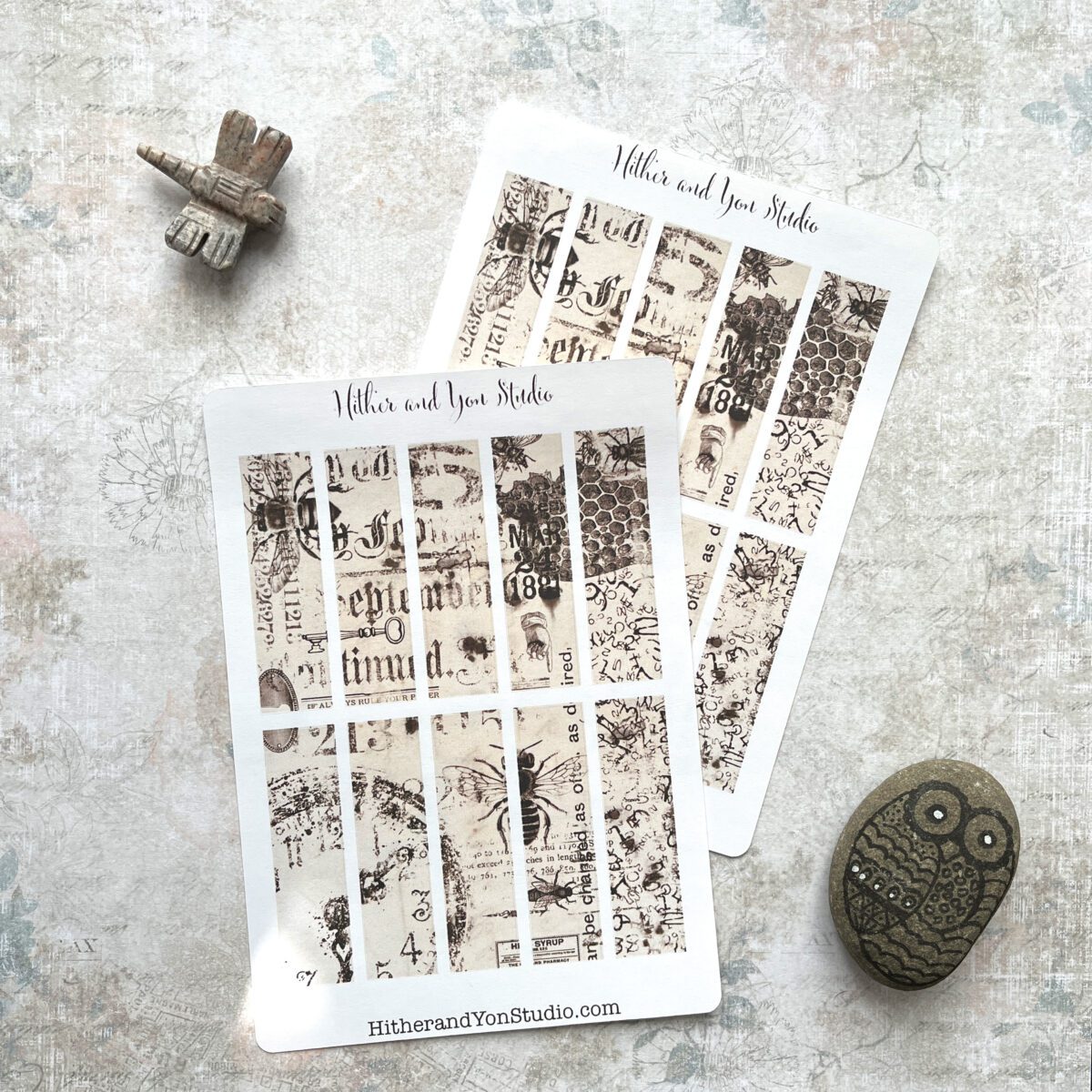 Grungy Sticker Sheets - Flora and Bugs - Hither and Yon Studio