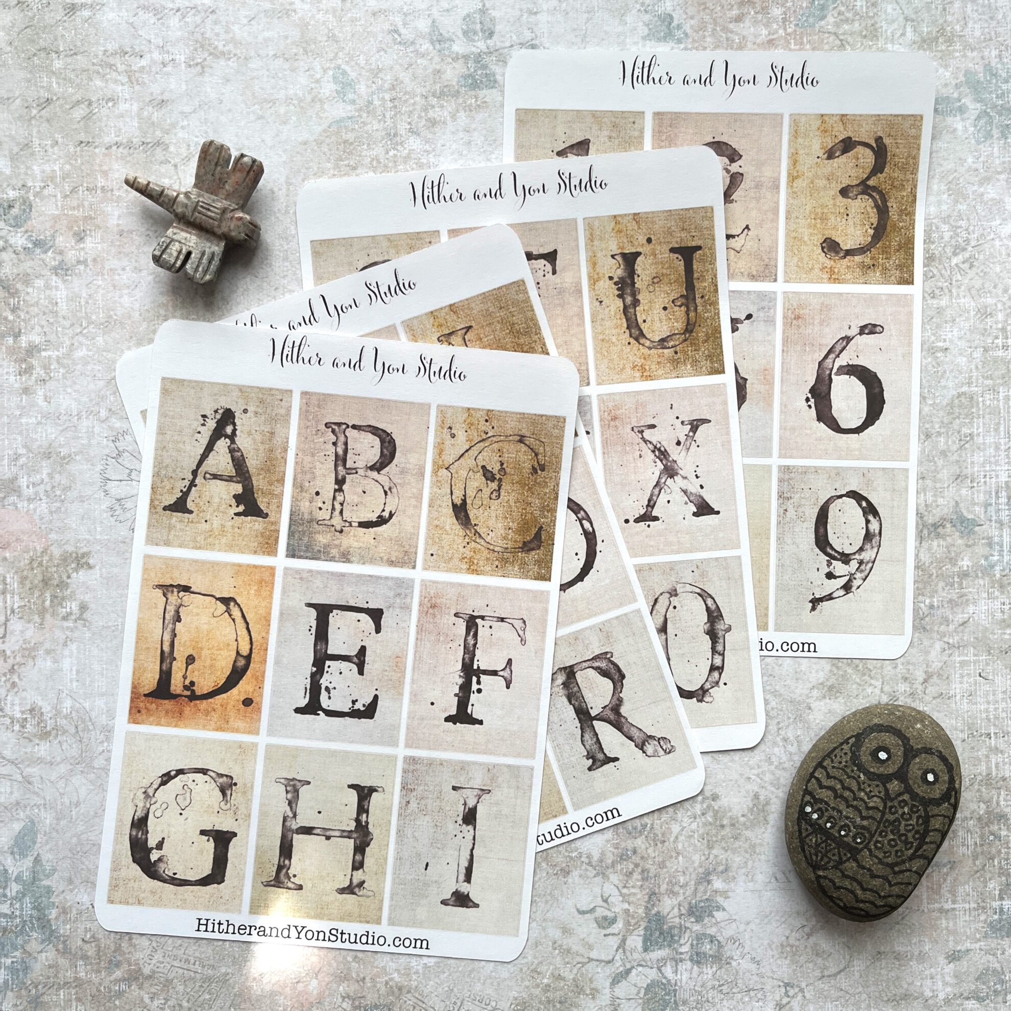 Grungy Sticker Sheets - Flora and Bugs - Hither and Yon Studio