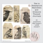 Steampunk Crow Themed Tags - Hither and Yon Studio