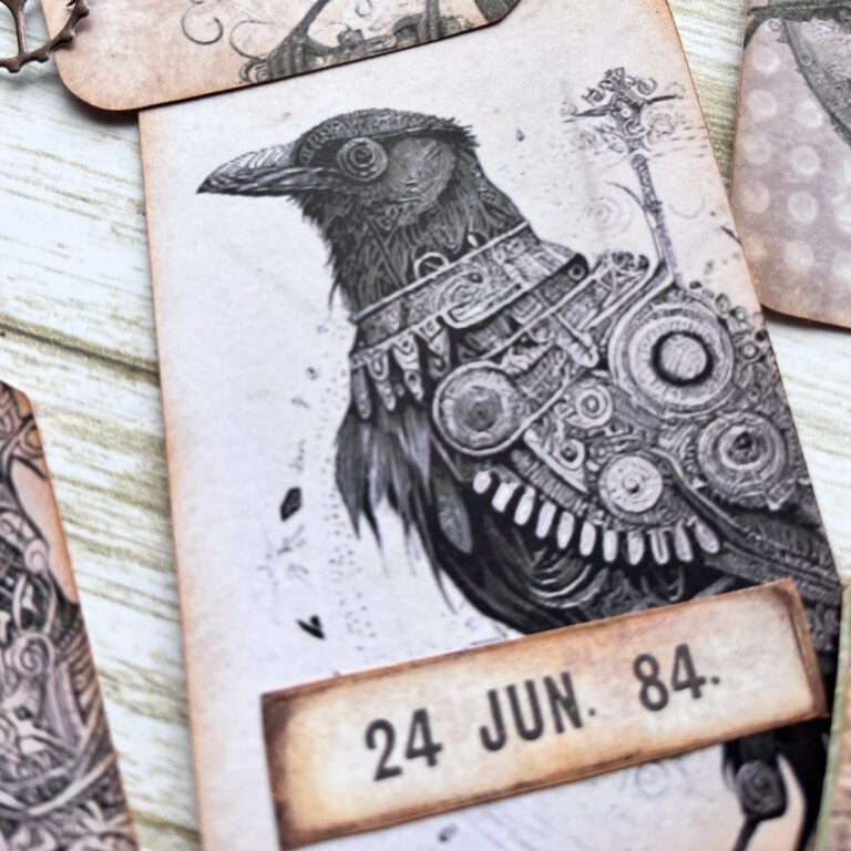 Steampunk Crow Themed Tags - Hither and Yon Studio