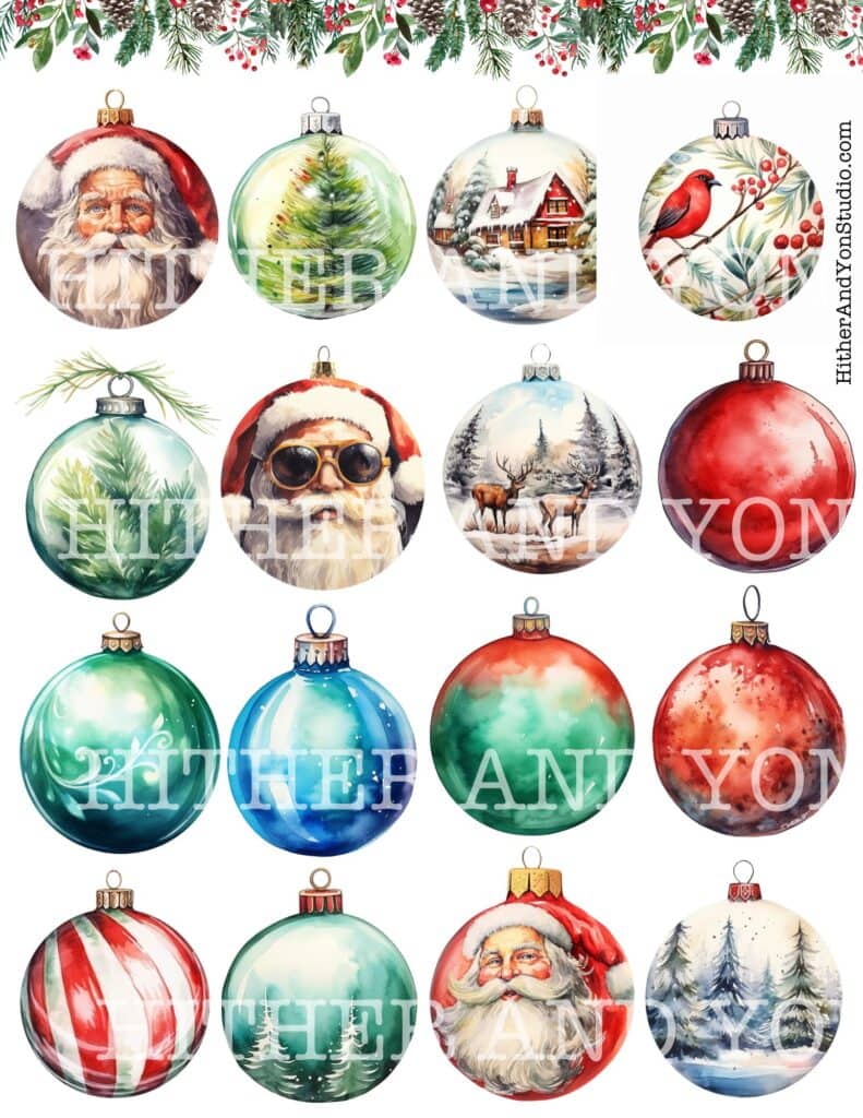 Fussy Cut Christmas Ornaments - Hither and Yon Studio