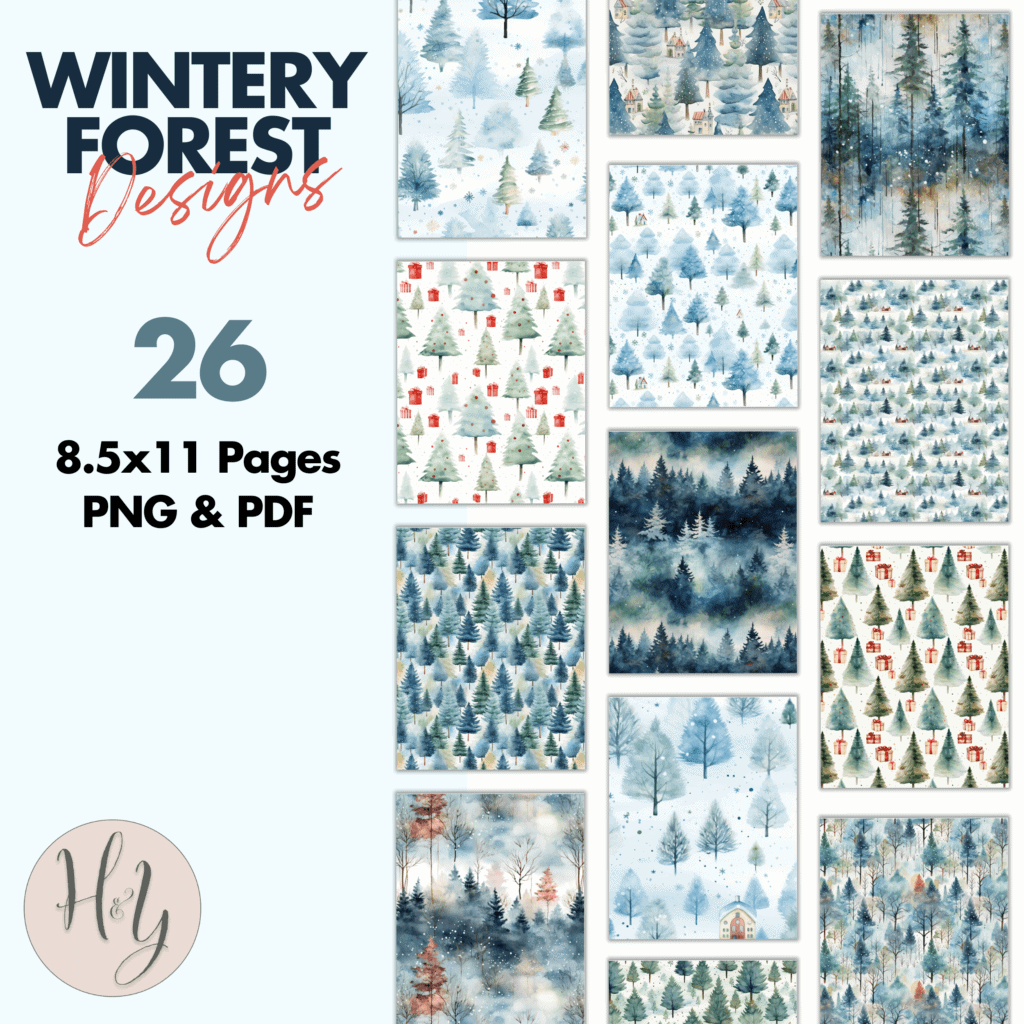 Digital Paper Pack - Winter Forest - Hither and Yon Studio