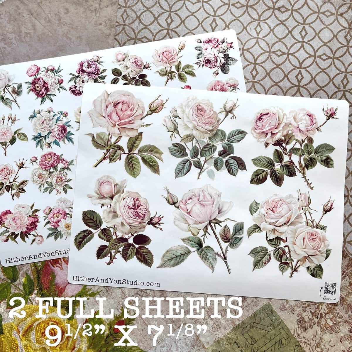 Stickers Full Sheet "Vintage Roses" - Hither and Yon Studio